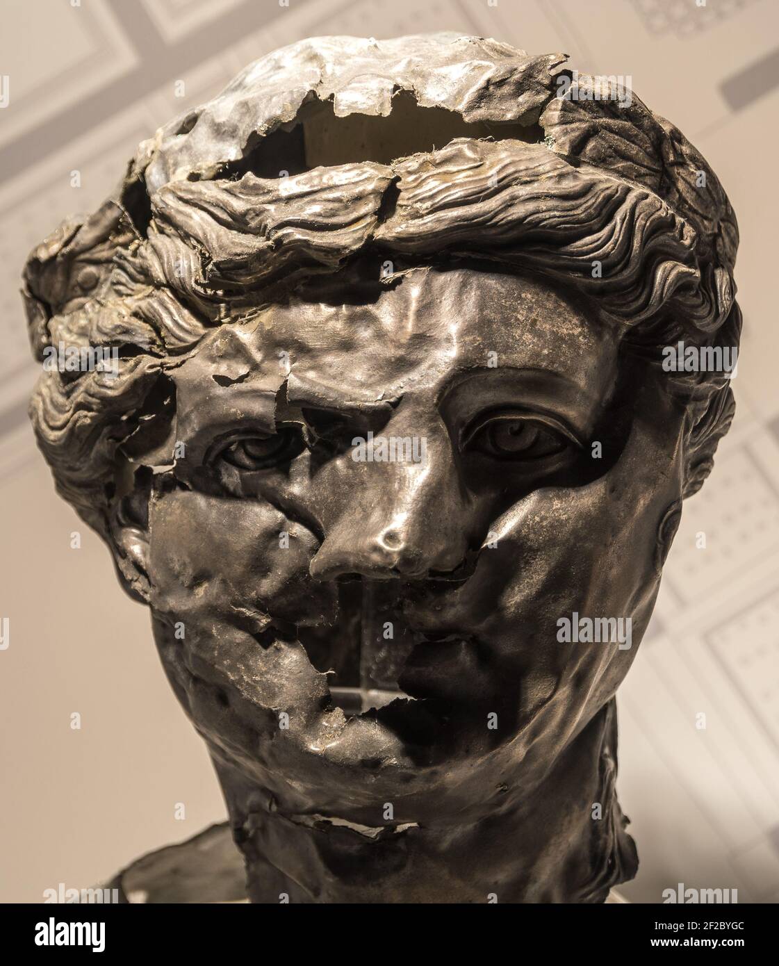 Ancient male roman statue ruined by the eruption in Herculaneum ...