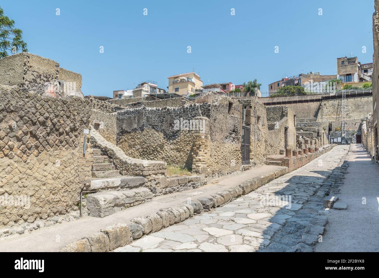 Ancient Street in Ercolano - Herculaneum, ancient Roman town destroyed ...