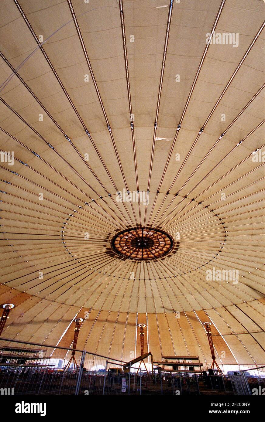 Inside view of the Millennium Dome roof June 1998At Topping Out ...