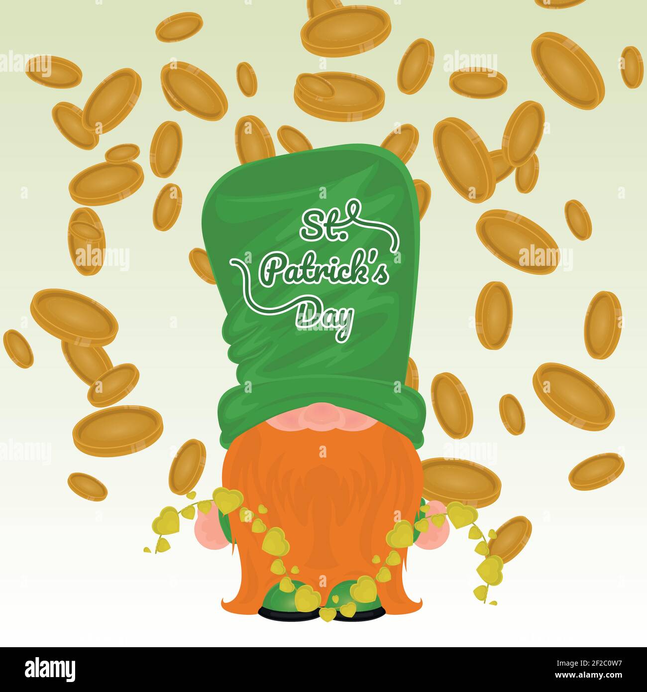 Irish elf cartoon with gold coins. Saint patricks day card - Vector ...