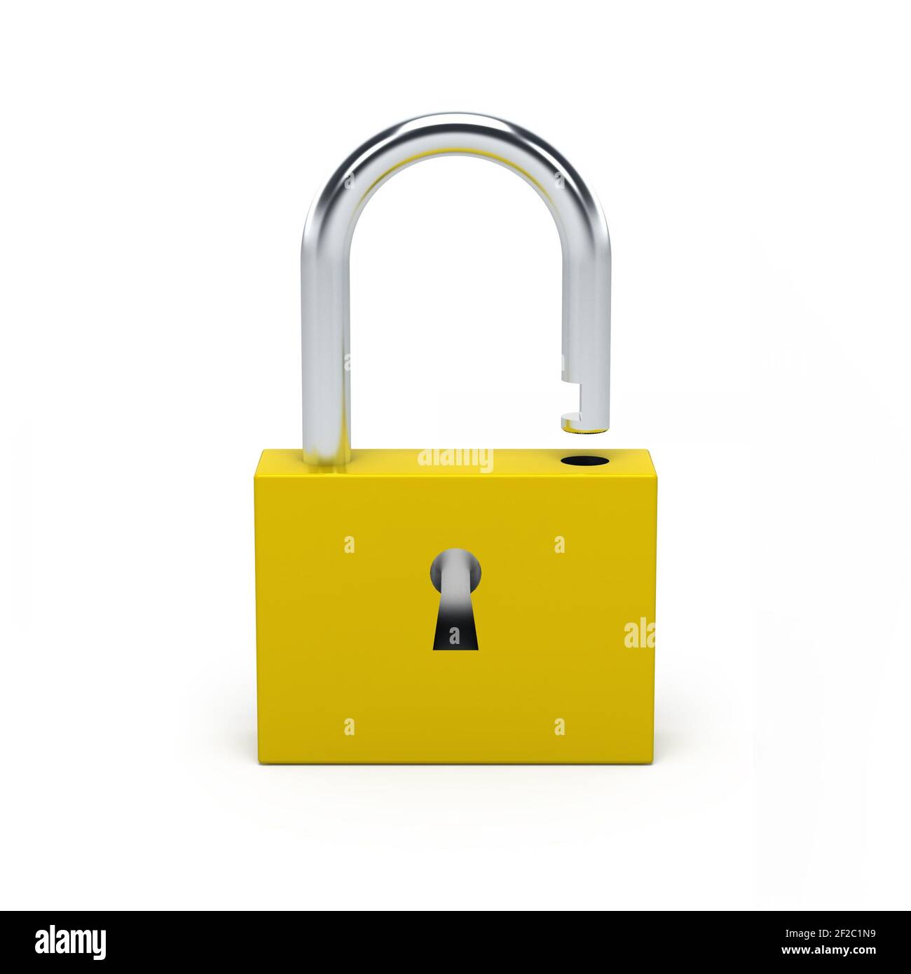 Unlocked yellow lock isolated on white background. 3D illustration ...