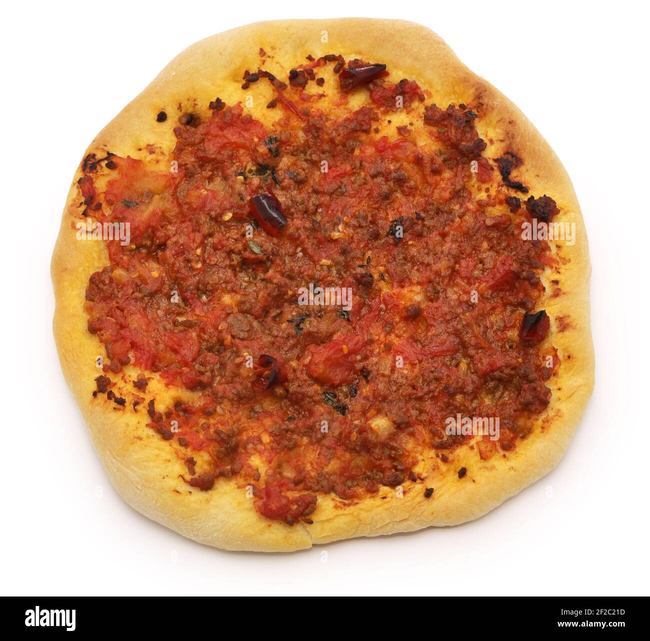 homemade beef manakeesh isolated on white background Stock Photo - Alamy