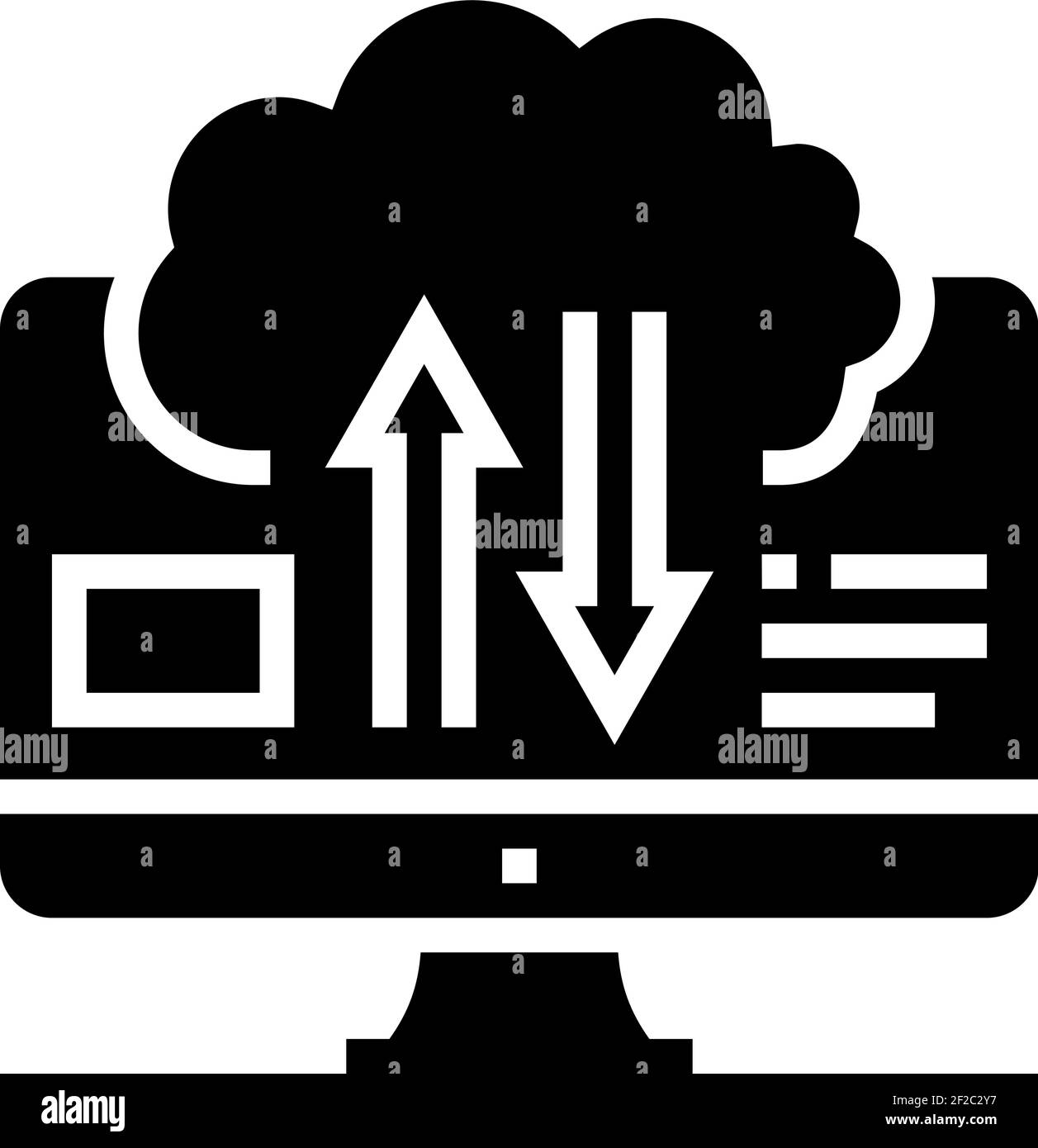 download and upload from cloud digital processing glyph icon vector illustration Stock Vector ...