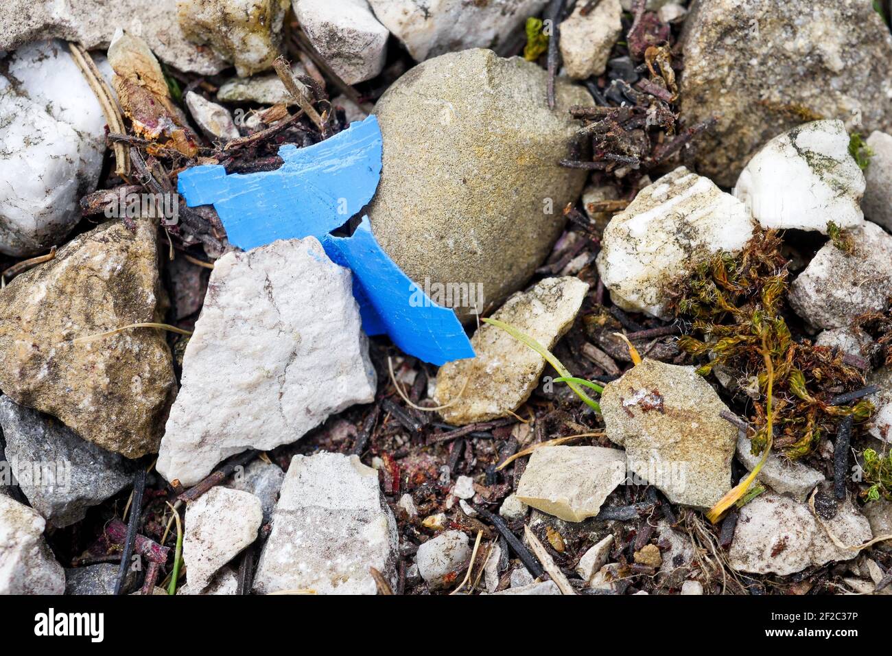 Small piece of blue plastic, France Stock Photo - Alamy