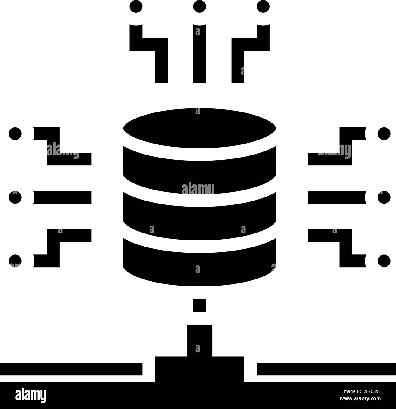 electronic connection digital processing glyph icon vector illustration ...