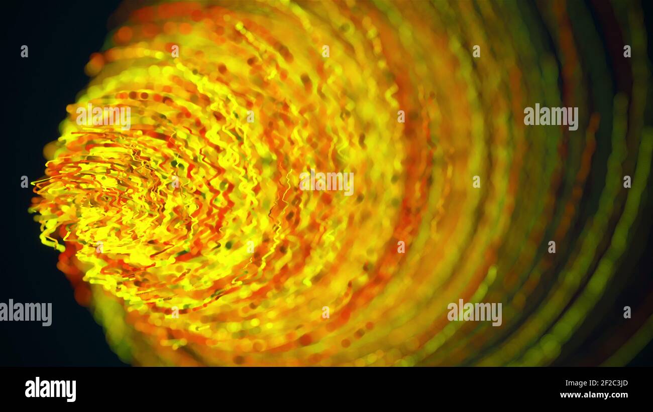 Bright funnel of random lines, computer generated. 3d rendering of an ...
