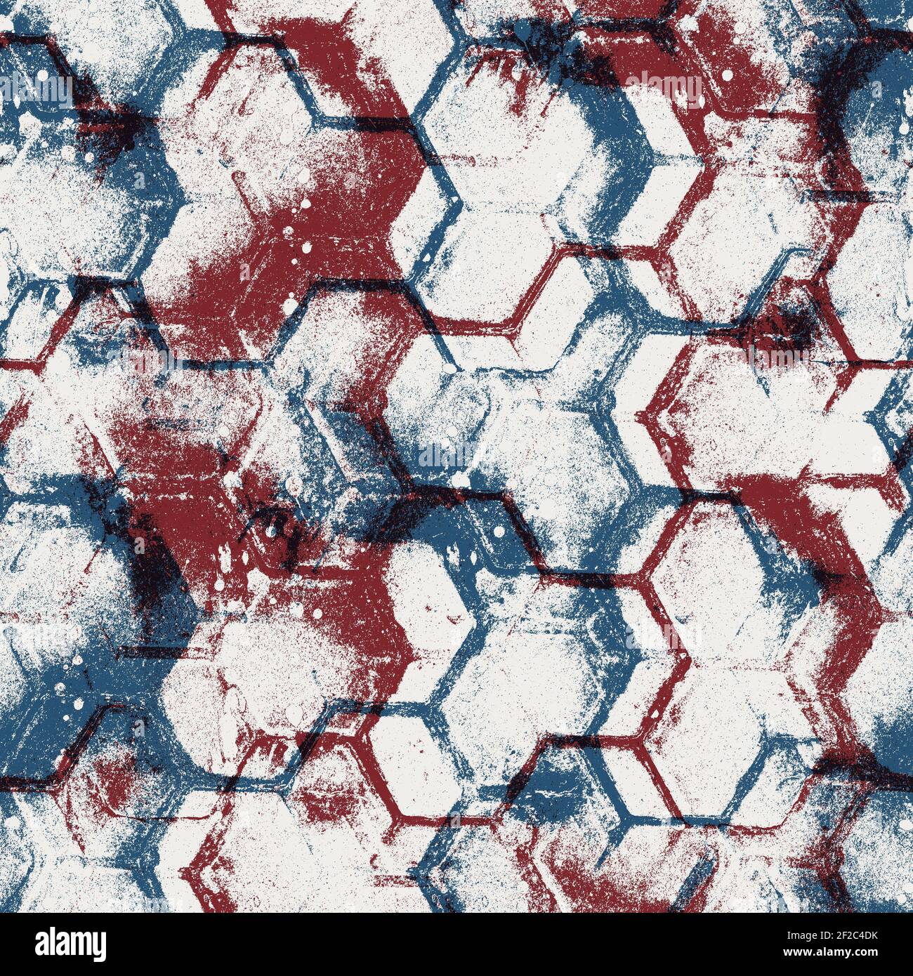 Seamless geo pattern in red blue black white Stock Photo - Alamy