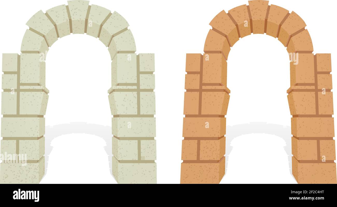 Stone architectural isometric 3d vector arch. Exterior and stone ...