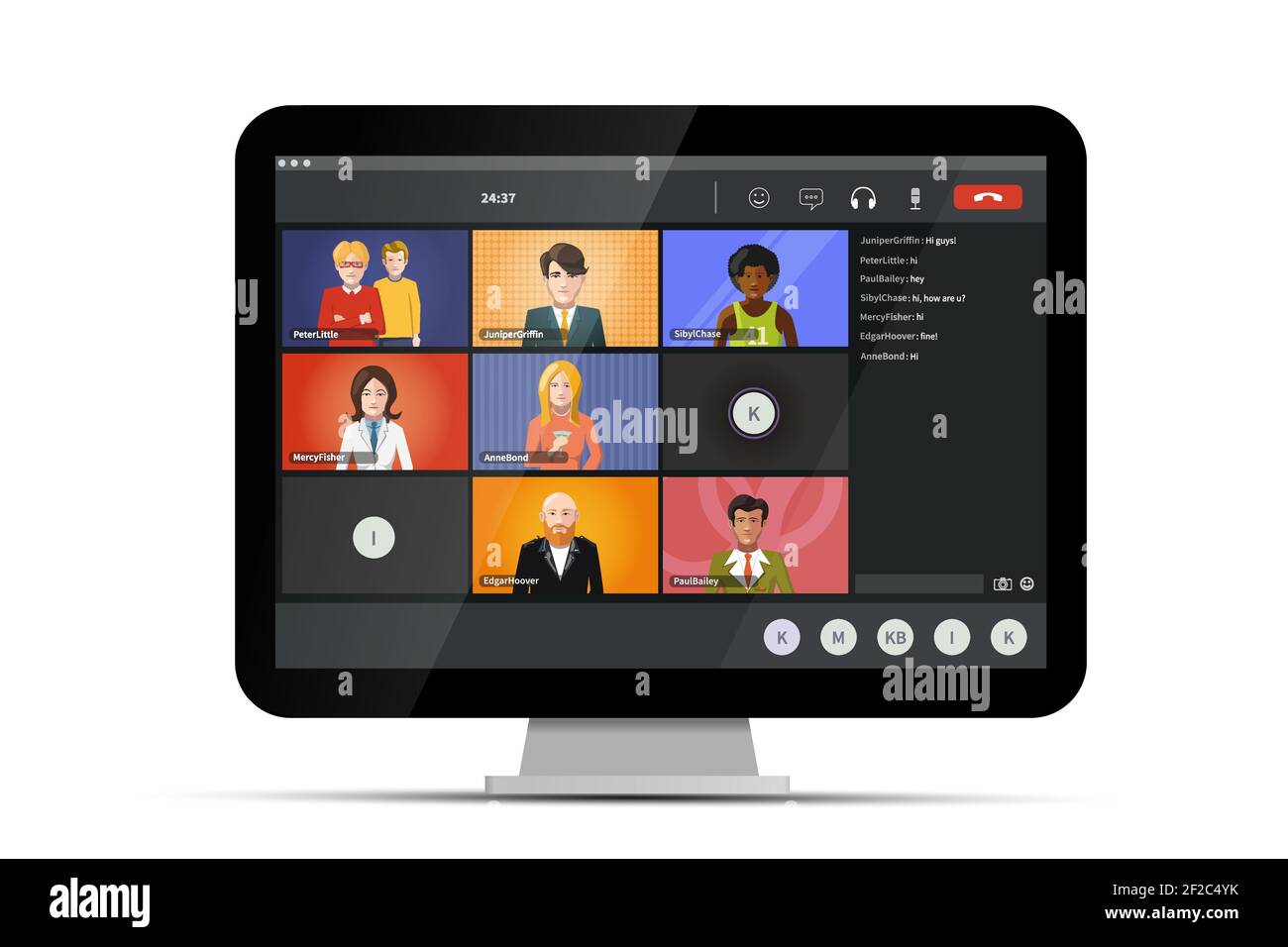 Screen of video conference, modern software for virtual meetings ...