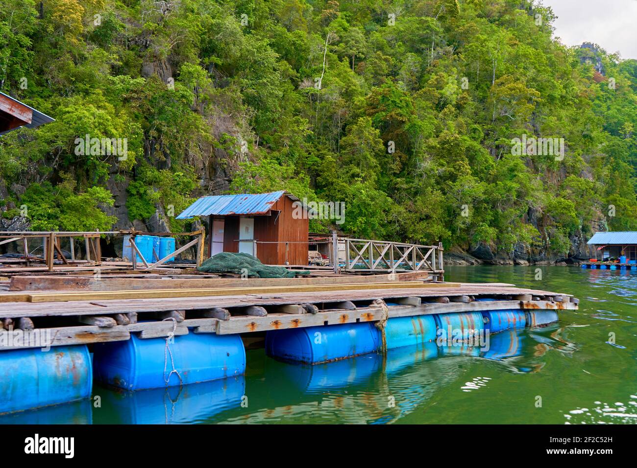 A floating fish farm on the island of Langkawi in Malaysia Stock Photo ...