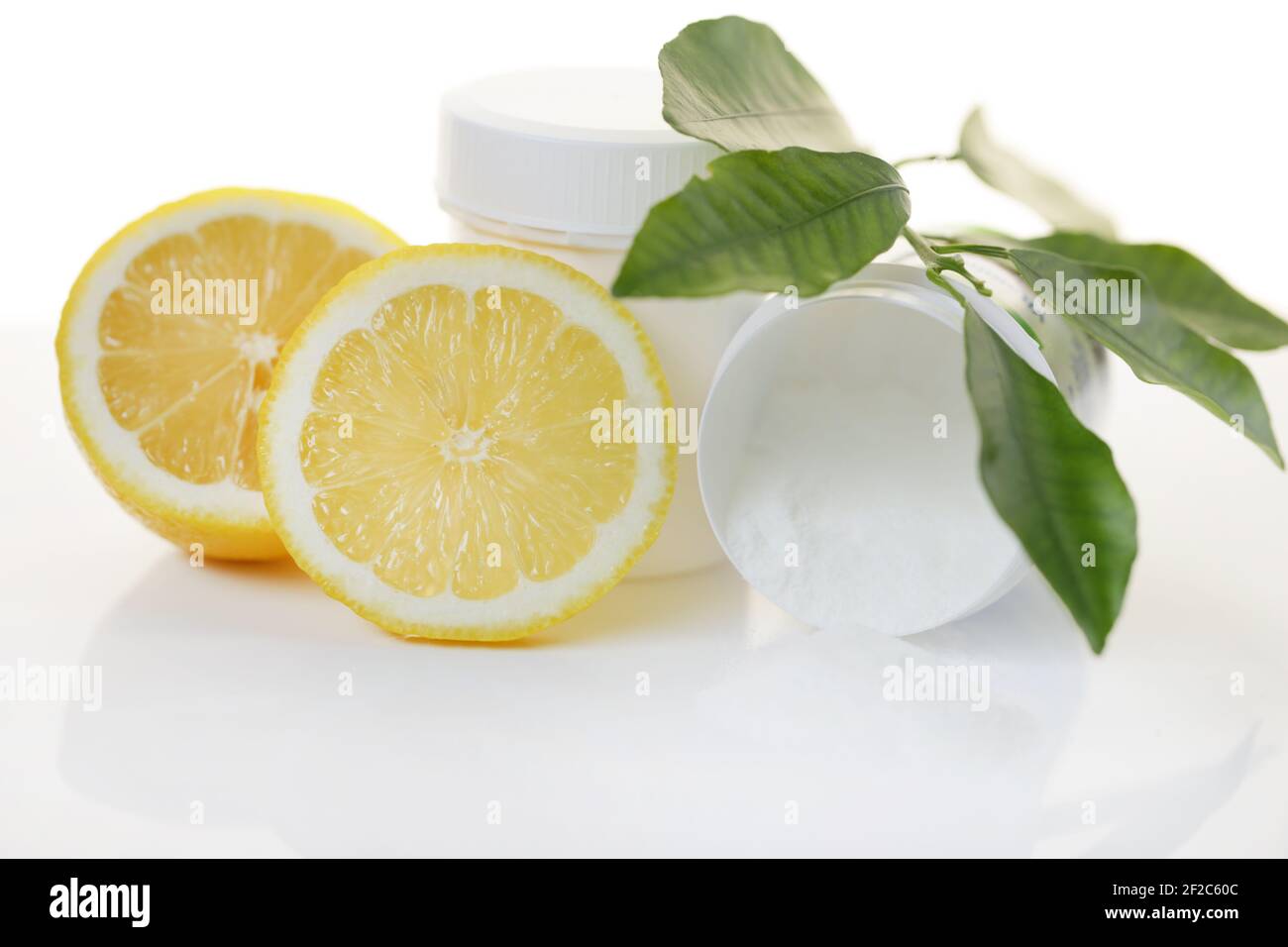 Vitamin C powder .White jar and measuring spoon, vitamin C white powder ...