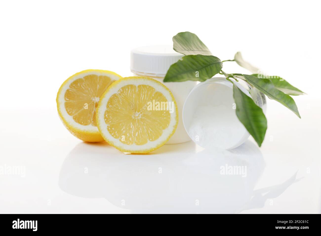 Vitamin C powder .jar and measuring spoon, vitamin C white powder and ...