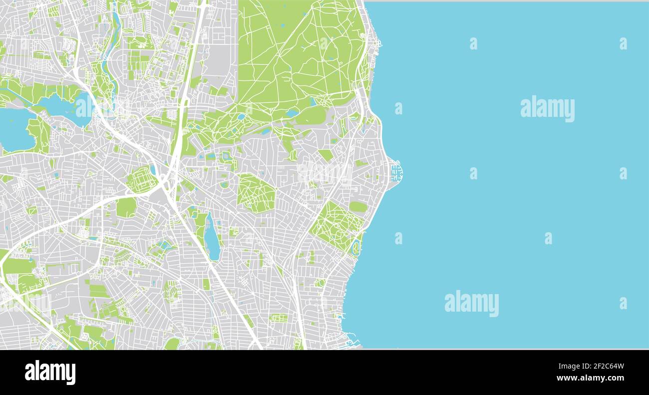 Urban vector city map of Charlottenlund, Denmark Stock Vector Image ...
