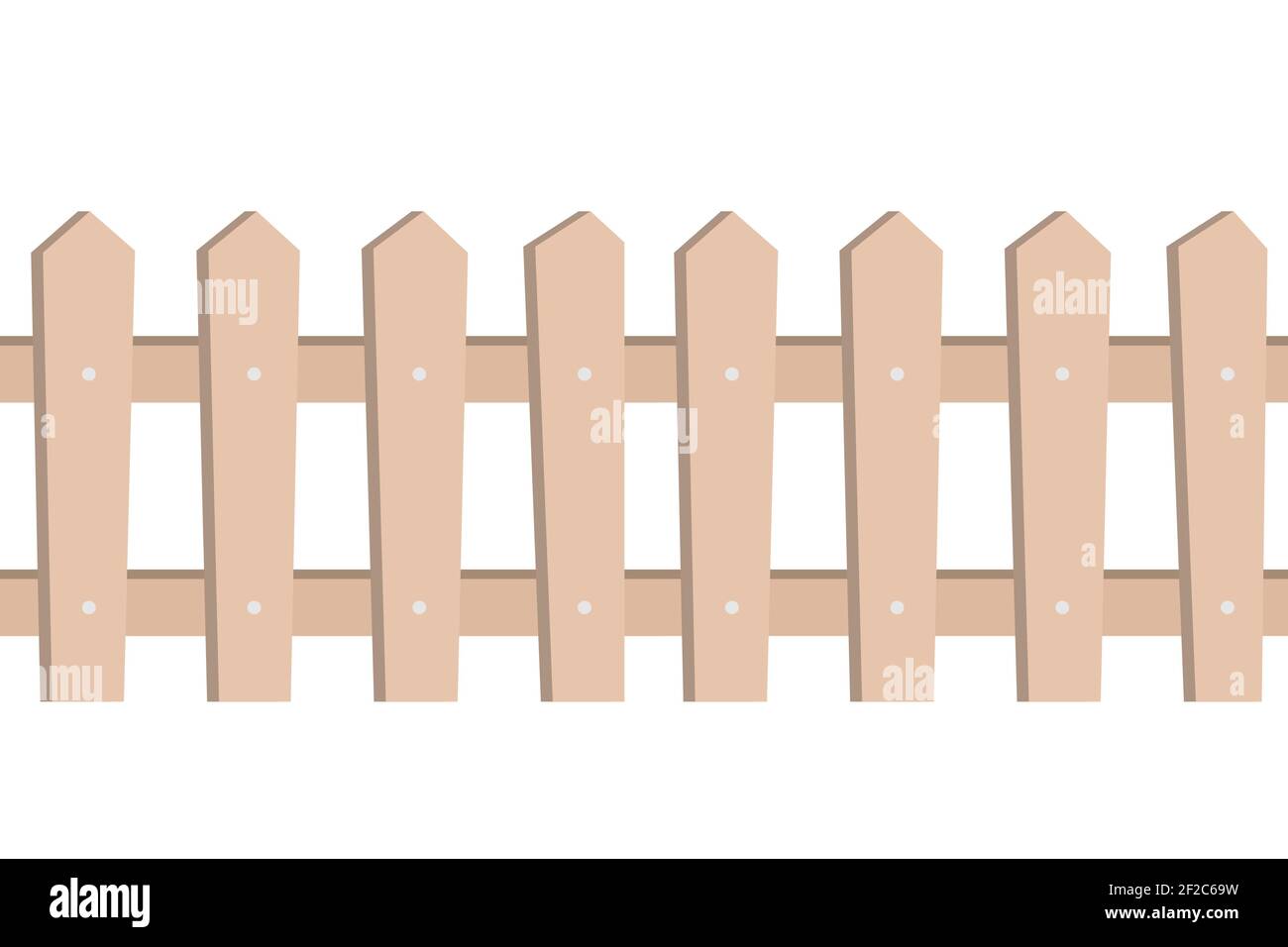 Wooden fence seamless pattern on white background, cartoon vector ...