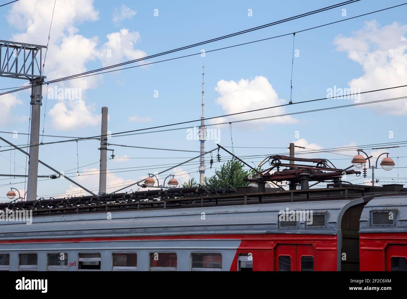 Train on Moscow passenger platform (Savelovsky railway station)-- is ...