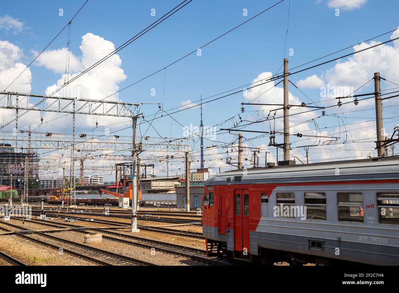 Train on Moscow passenger platform (Savelovsky railway station)-- is ...