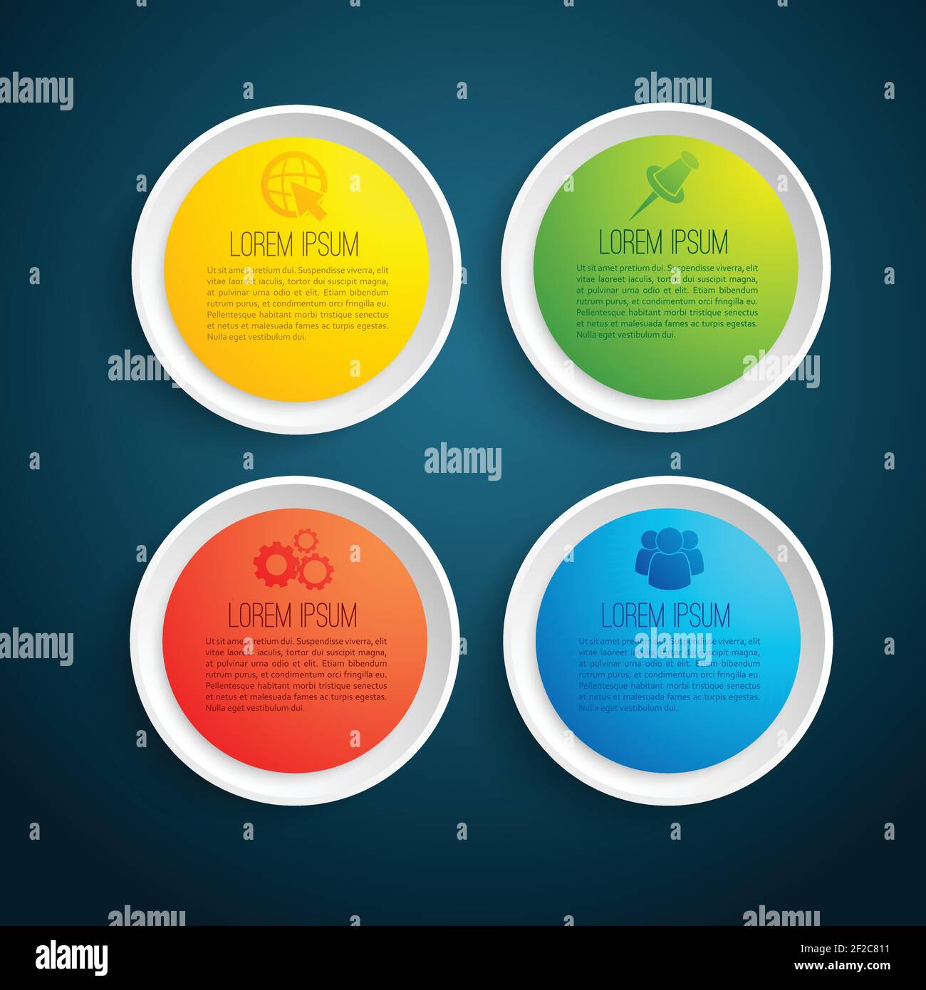 Business design concept with colorful round elements with text field ...