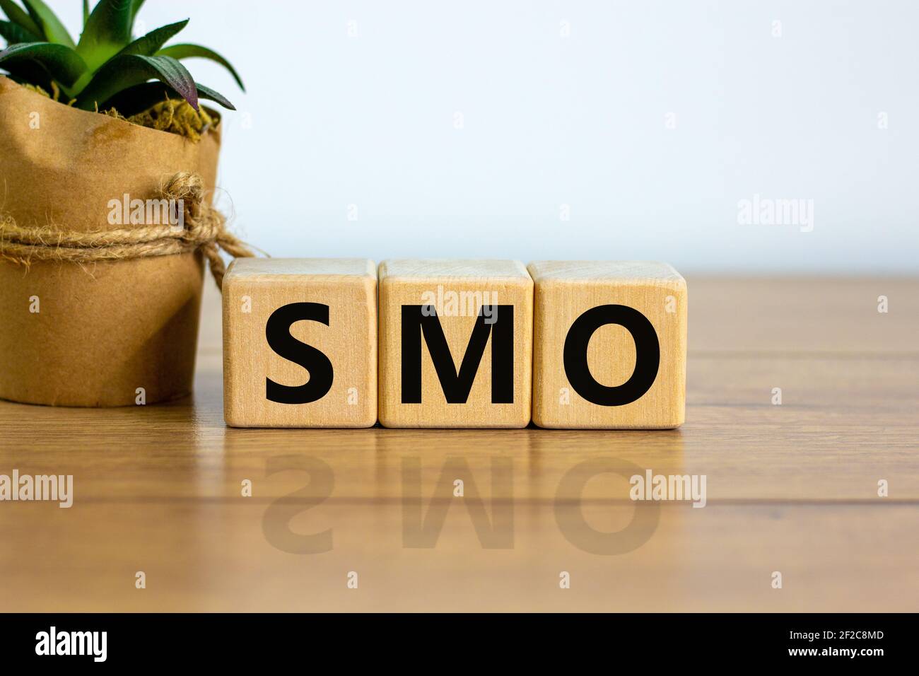 SMO, social media optimization symbol. Wooden cubes with word 'SMO ...