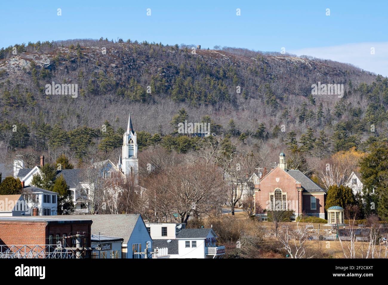 Mount Battie in Camden Hills State Park with the town of Camden in the ...
