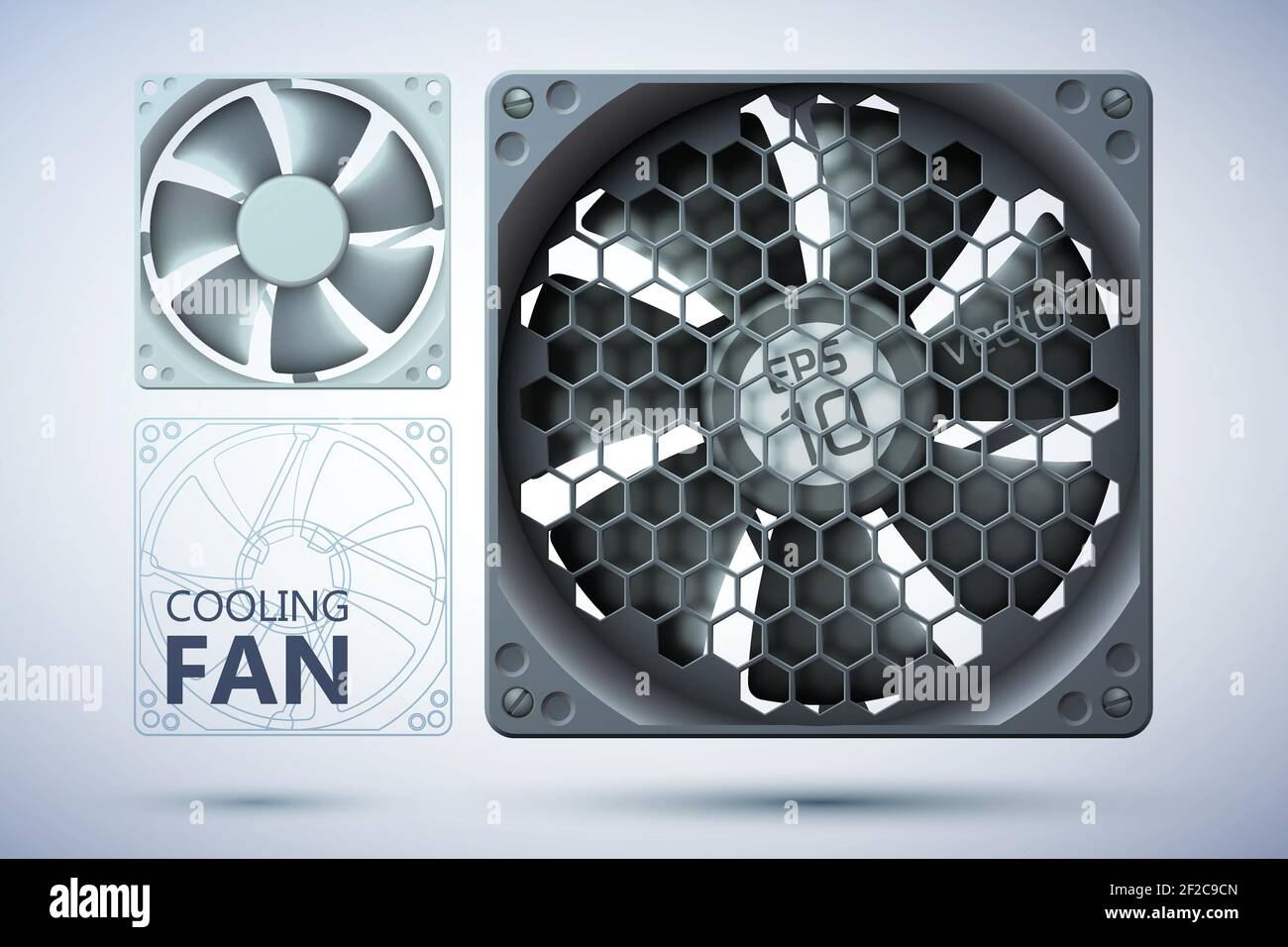 Computer cooling system template with realistic ventilators with and ...