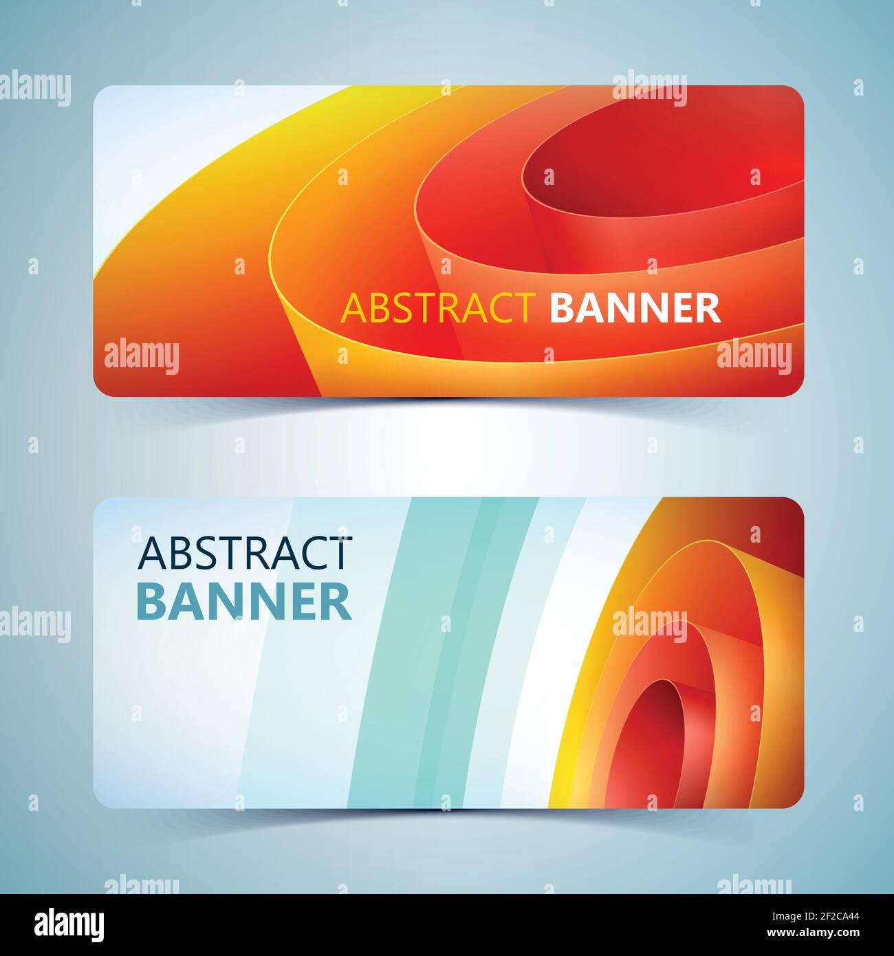 Abstract paper horizontal banners with orange rolled wrapping coil on ...