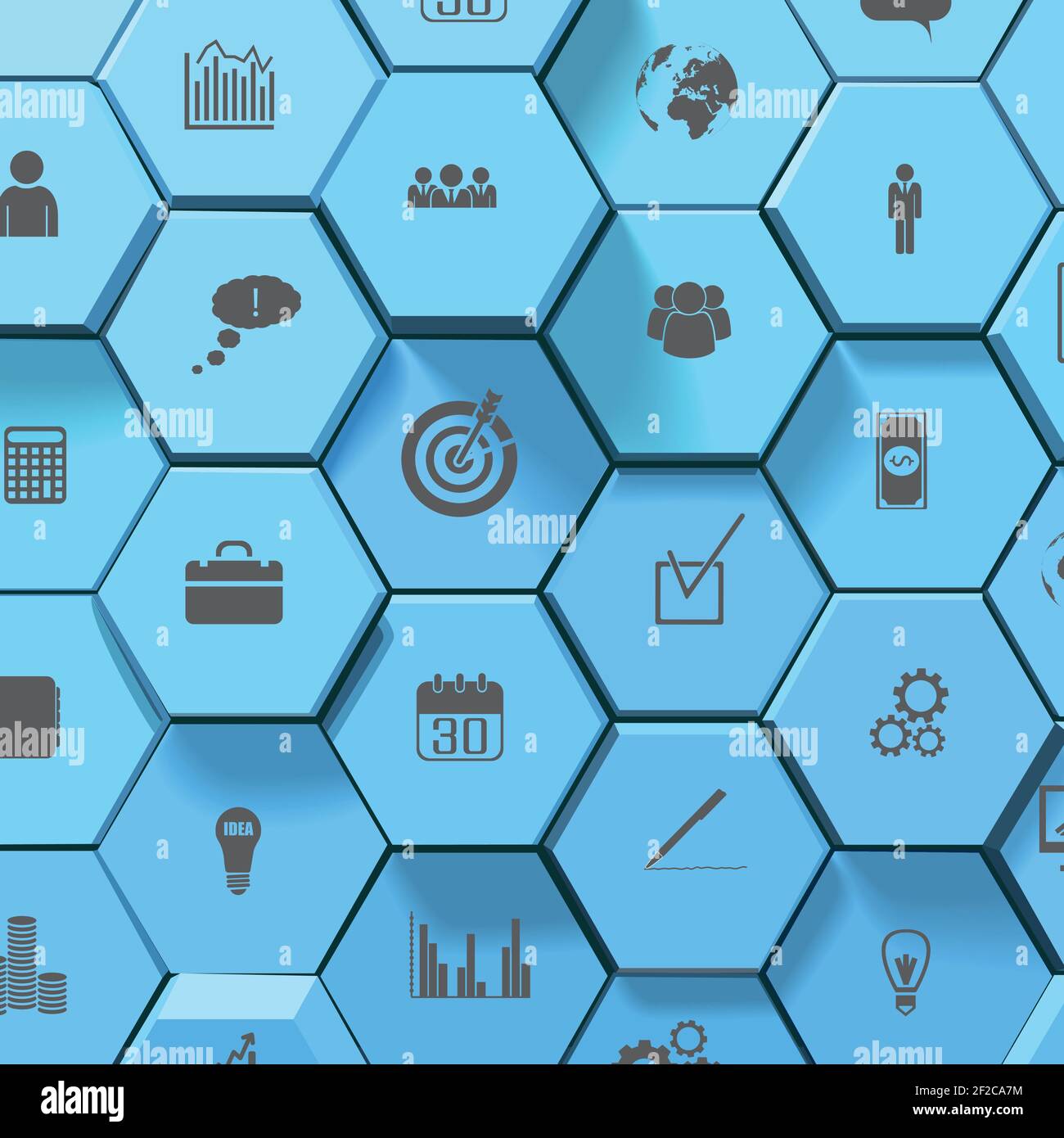 Flat design abstract background with various business icons vector ...