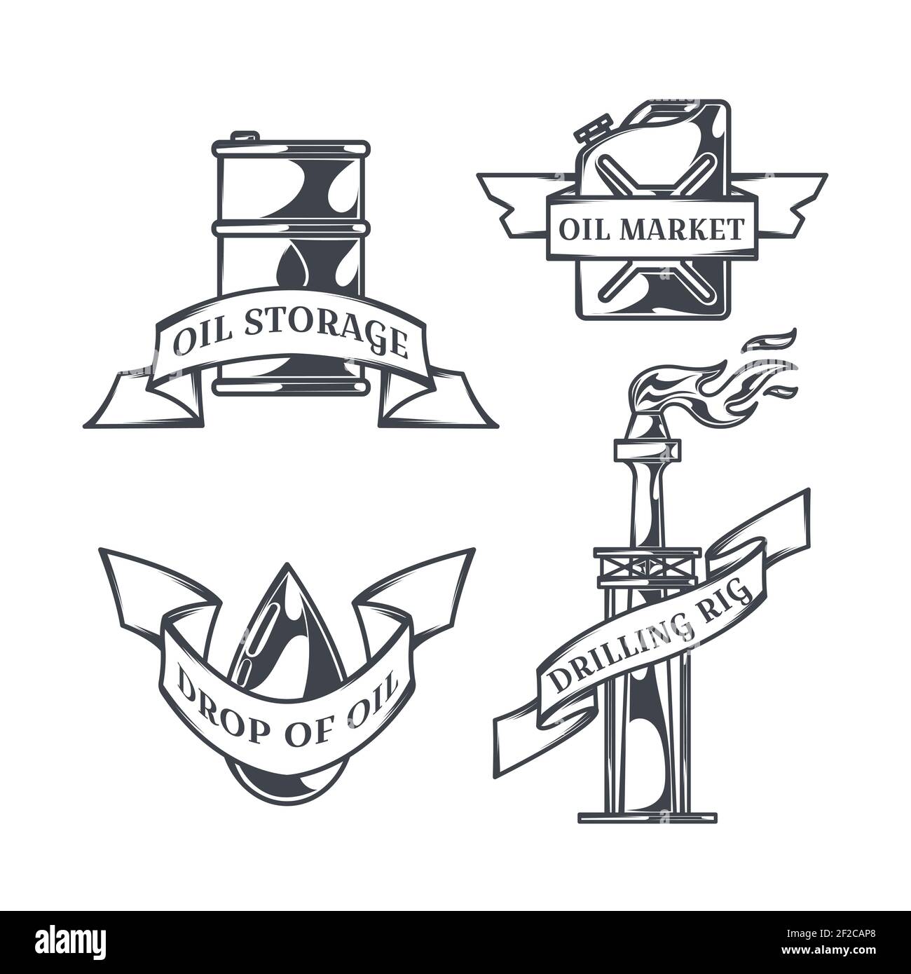 oil set isolated logos vintage style Stock Vector Image & Art - Alamy