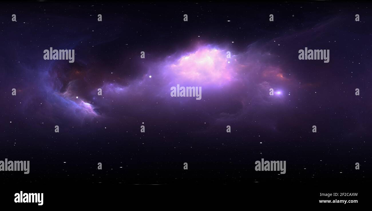 360 degree space background with nebula and stars, equirectangular ...