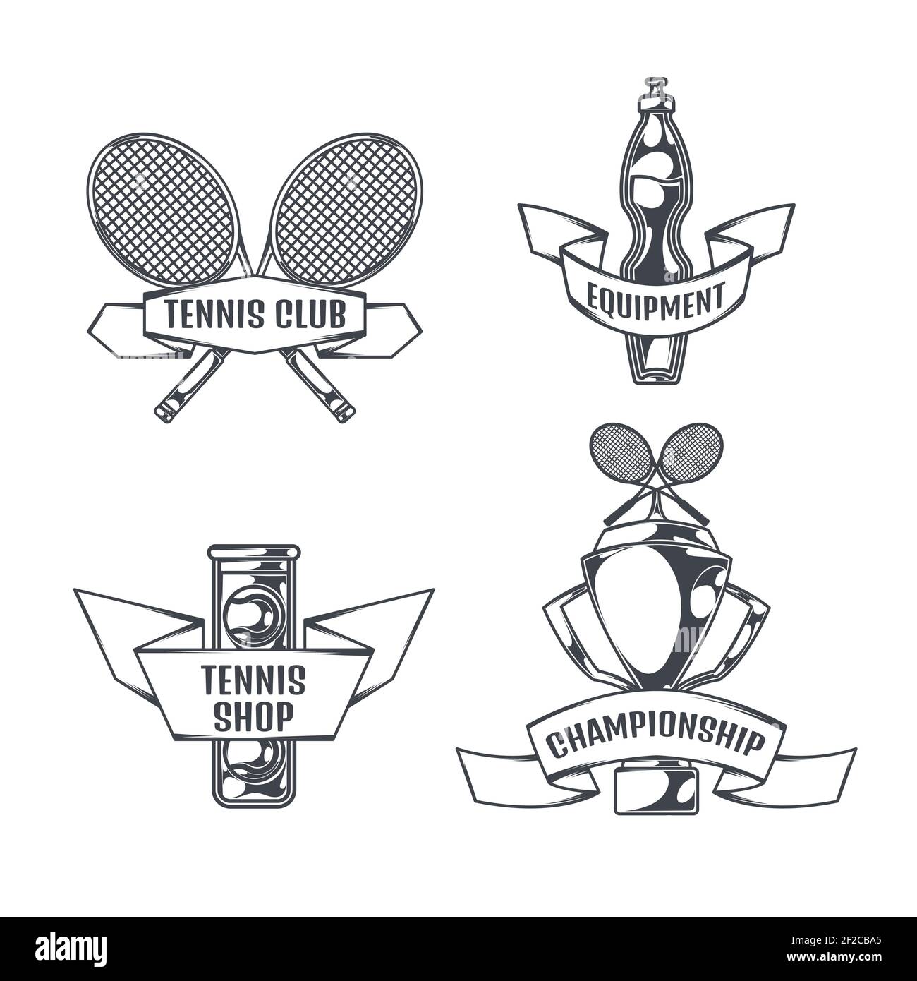 tennis set four isolated logos vintage style Stock Vector Image & Art ...