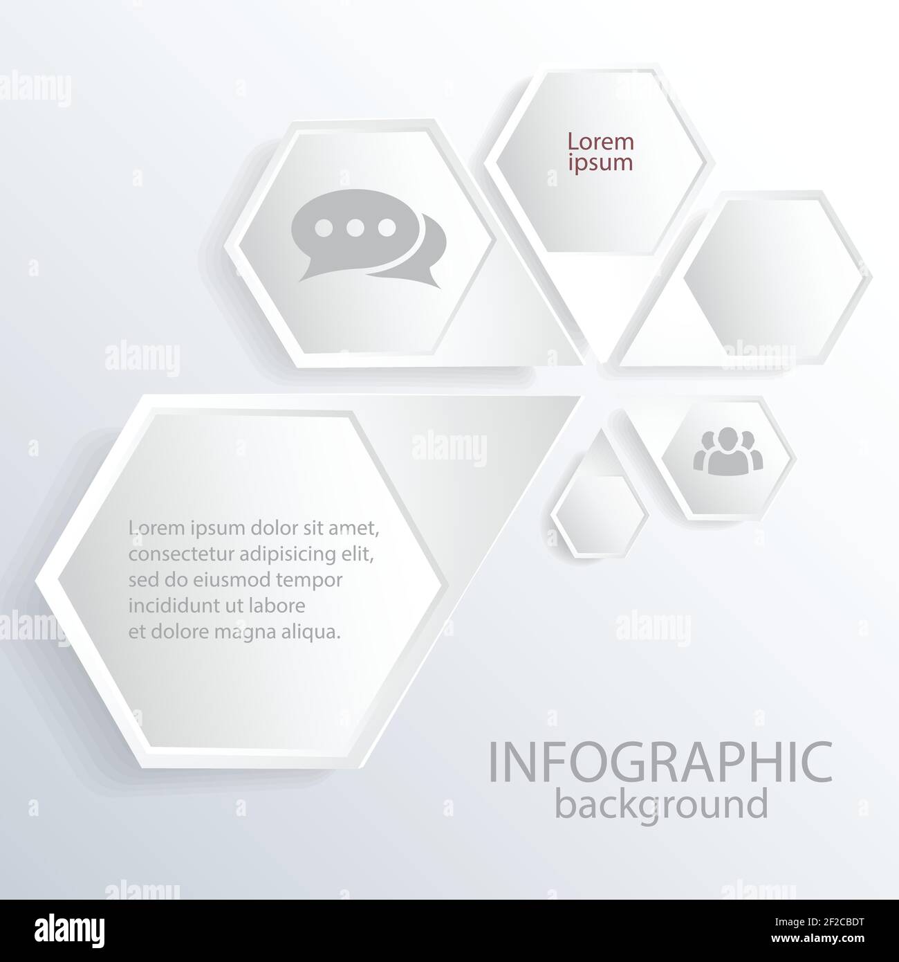 Web business infographic design concept with gray hexagonal composition ...