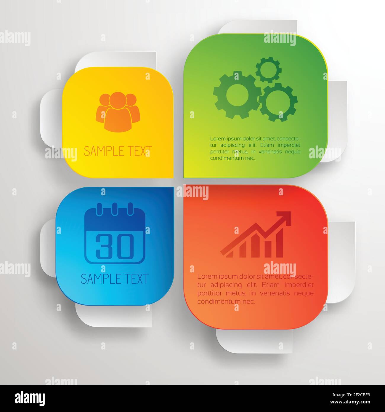 Infographic design concept with colorful business elements and icons on gray background vector ...