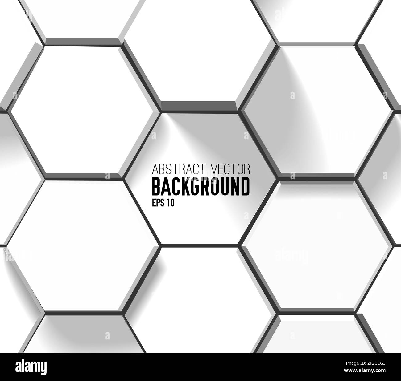 Abstract light geometric background with white 3d hexagons in mosaic ...