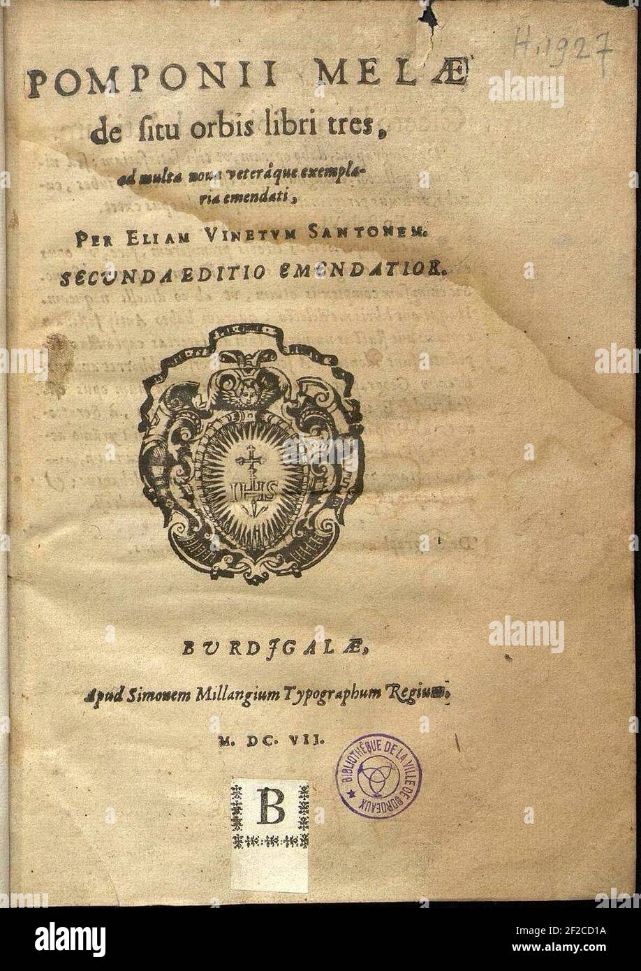 Pomponius Mela - de situ orbis libri tres (1607 Stock Photo - Alamy