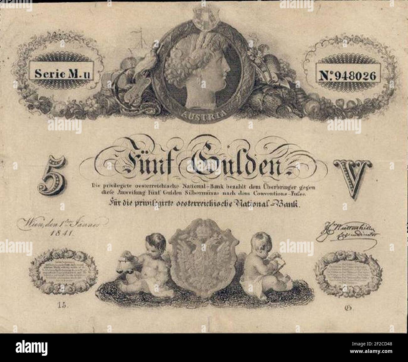 PONB 5 Gulden 1841 obverse Stock Photo - Alamy
