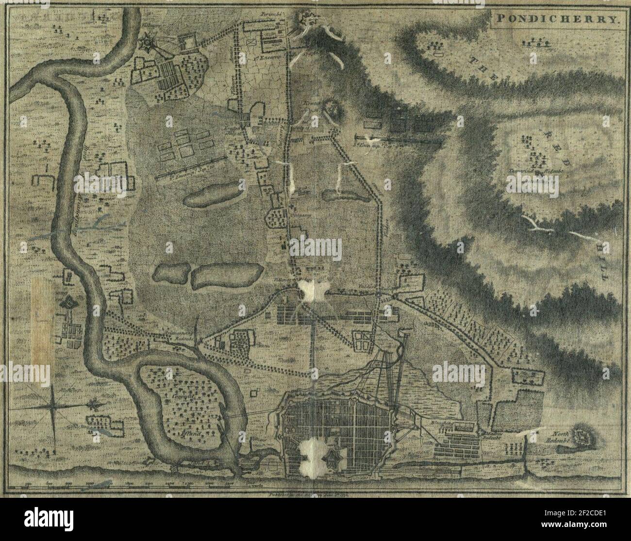 Pondicherry map 1759 Stock Photo - Alamy