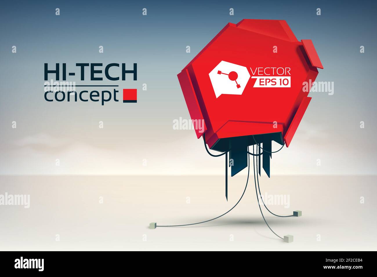 Futuristic abstract concept with mechanical red machine in hi-tech ...