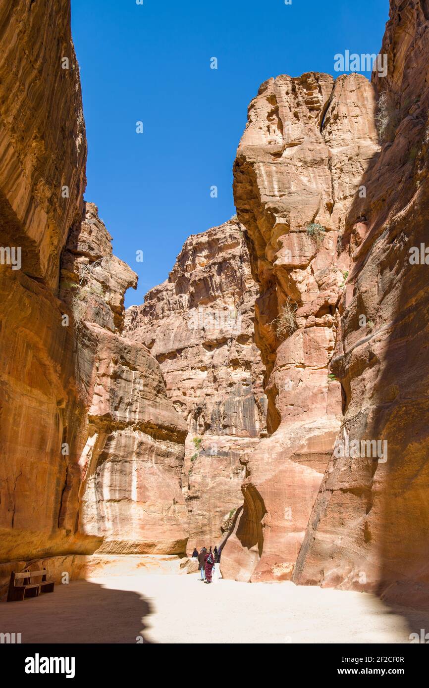 Petra, Jordan - March 9, 2019: Landscape of The Siq Canyon, the main ...