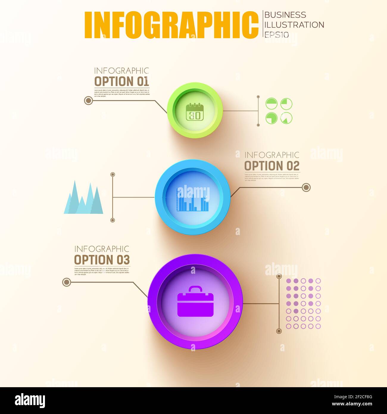Infographic circles template with colorful round buttons and business ...