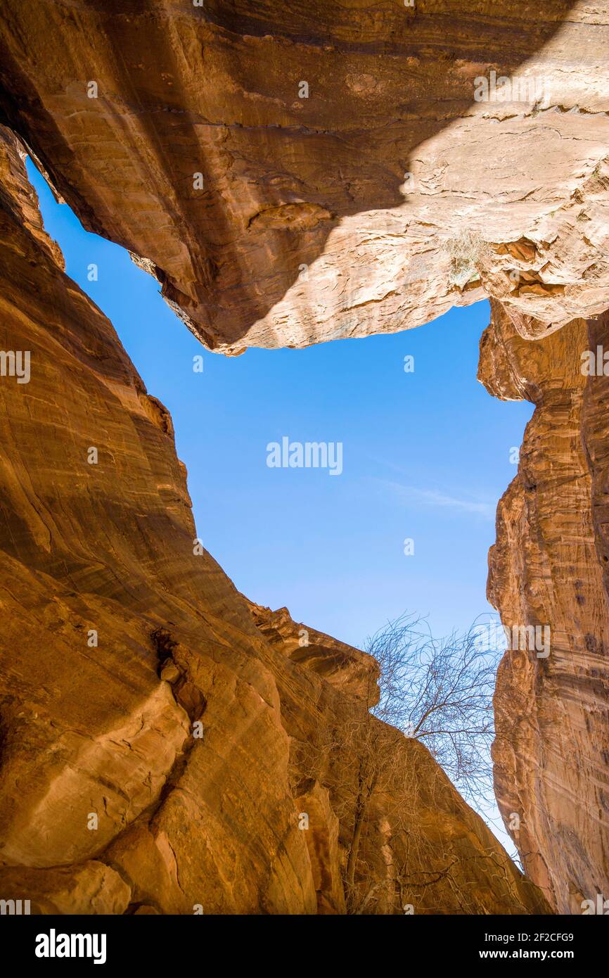 Landscape of The Siq Canyon, the main entrance to the ancient Nabatean ...