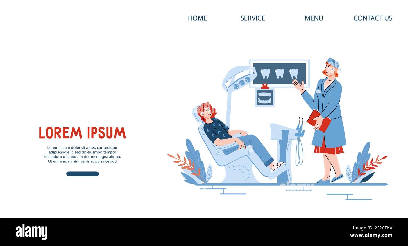 Website banner template for dental clinic with dentist cartoon vector ...