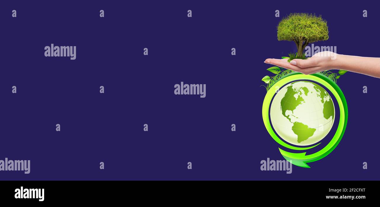 Ecologic background with recycle symbol, planet earth and electric car ...