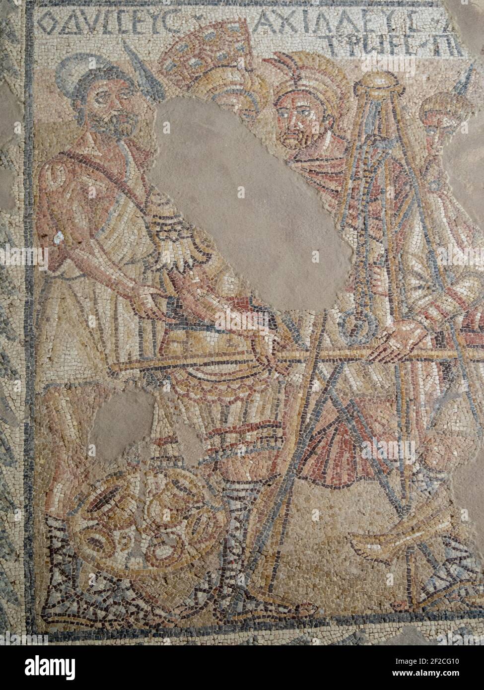 Detail of the mosaic The ransom of Hector's body, Villa romana del ...