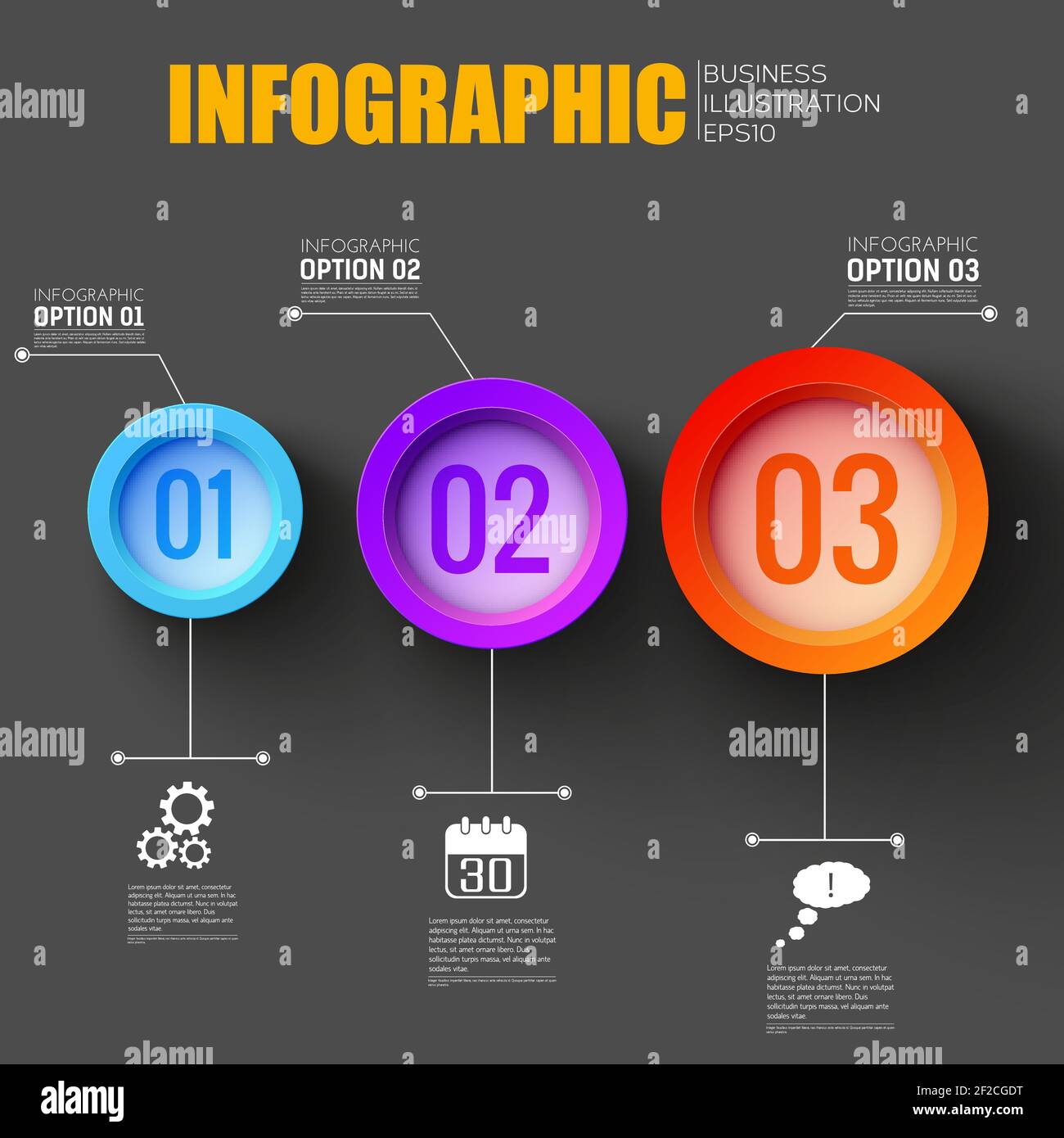 Business workflow infographic black background with creative network ...