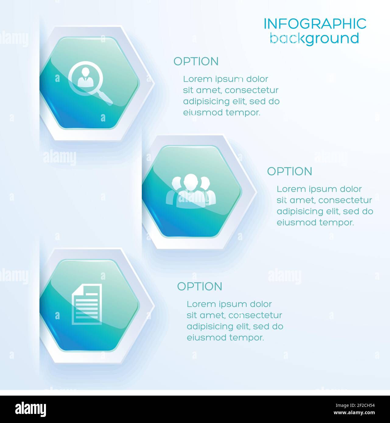 Business infographic option layout in paper style with hexagon markers ...