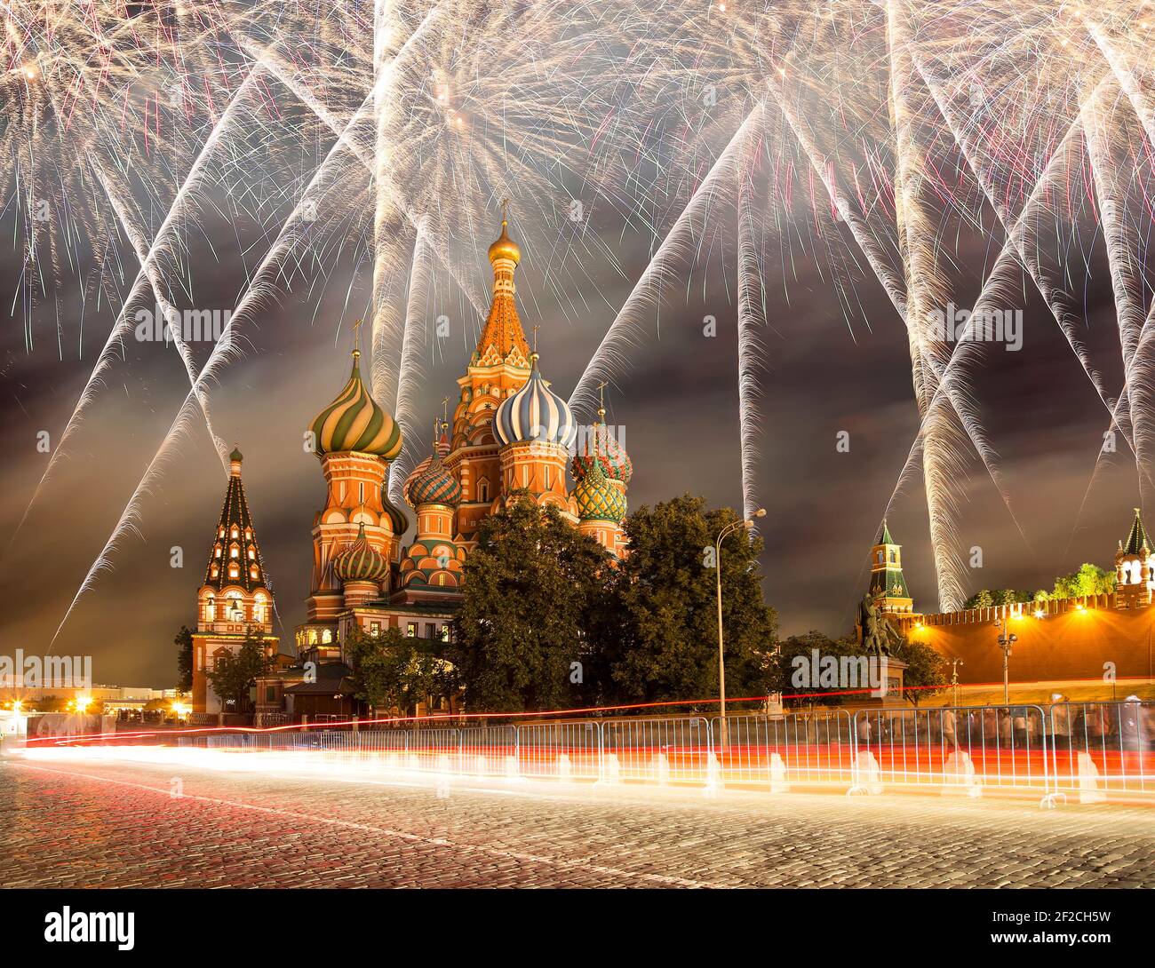 Fireworks over the Saint Basil cathedral ( Temple of Basil the Blessed ...