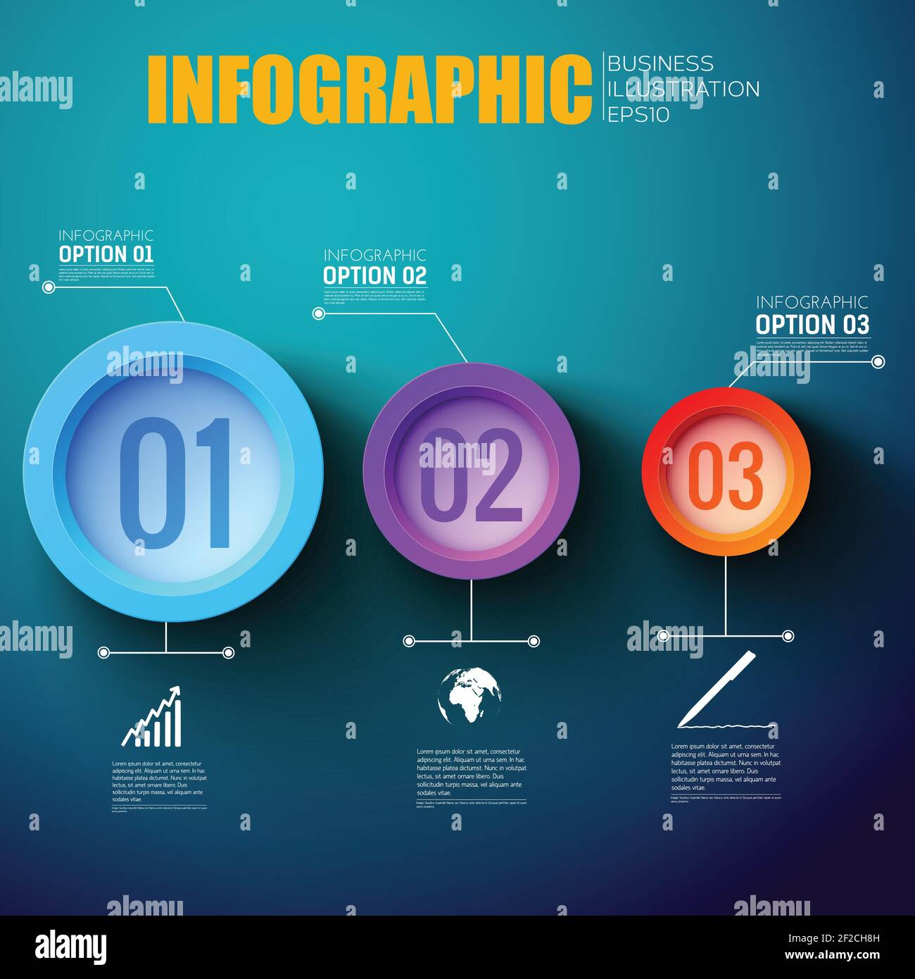 Network step by step infographic layout with three colorful option ...