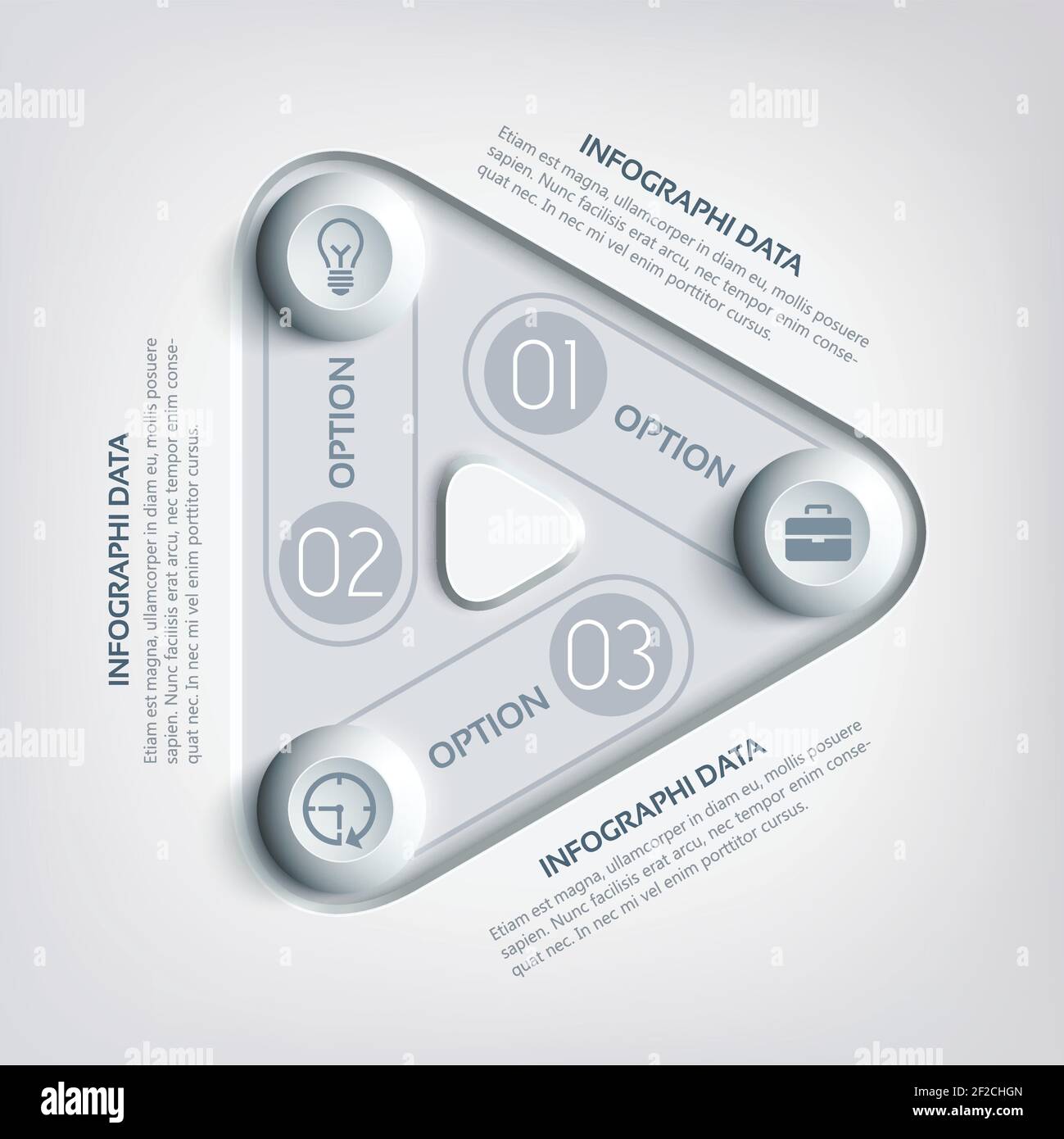 Business abstract triangle infographics with three options round ...