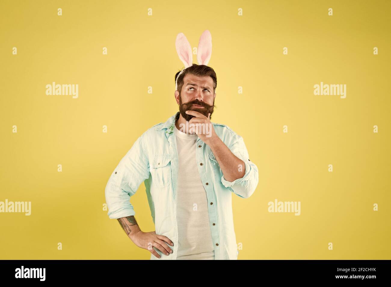 Let me think. Man long rabbit ears. Bearded man Easter rabbit costume ...