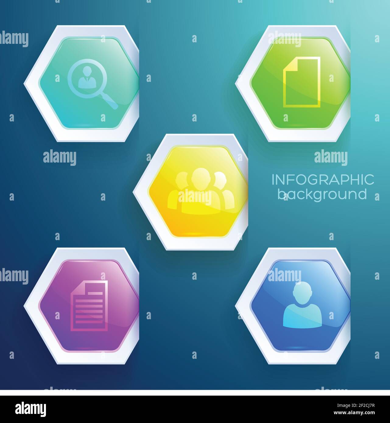 Business web infographic concept with glossy colorful hexagons and ...