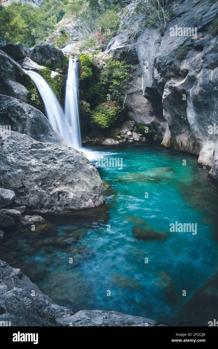 Waterfalls and a turquoise teal pond in Turkey Stock Photo - Alamy